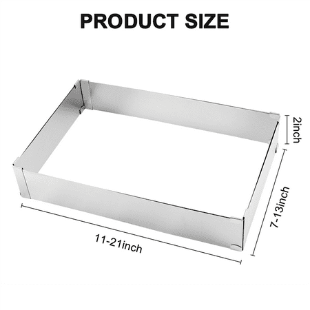 Baking Mould Square, Adjustable, Baking Frame Rectangular Extendable ...