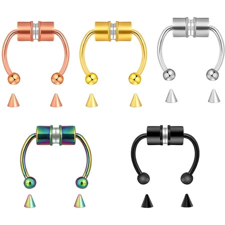 Jicidcha Fake Magnetic Nose Rings for Women Men Hoop Magnetic Septum ...