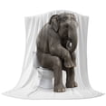 Abstract Art Fleece Throw Blanket Funny A Thinking Elephant Sitting on ...
