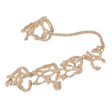 Chain Finger Rings Set, Alloy Perfect Gift Easily Matching Flowers Leaf ...