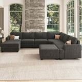 Nolany Oversized Comfy Sofa with Storage Ottoman, Large Modern ...