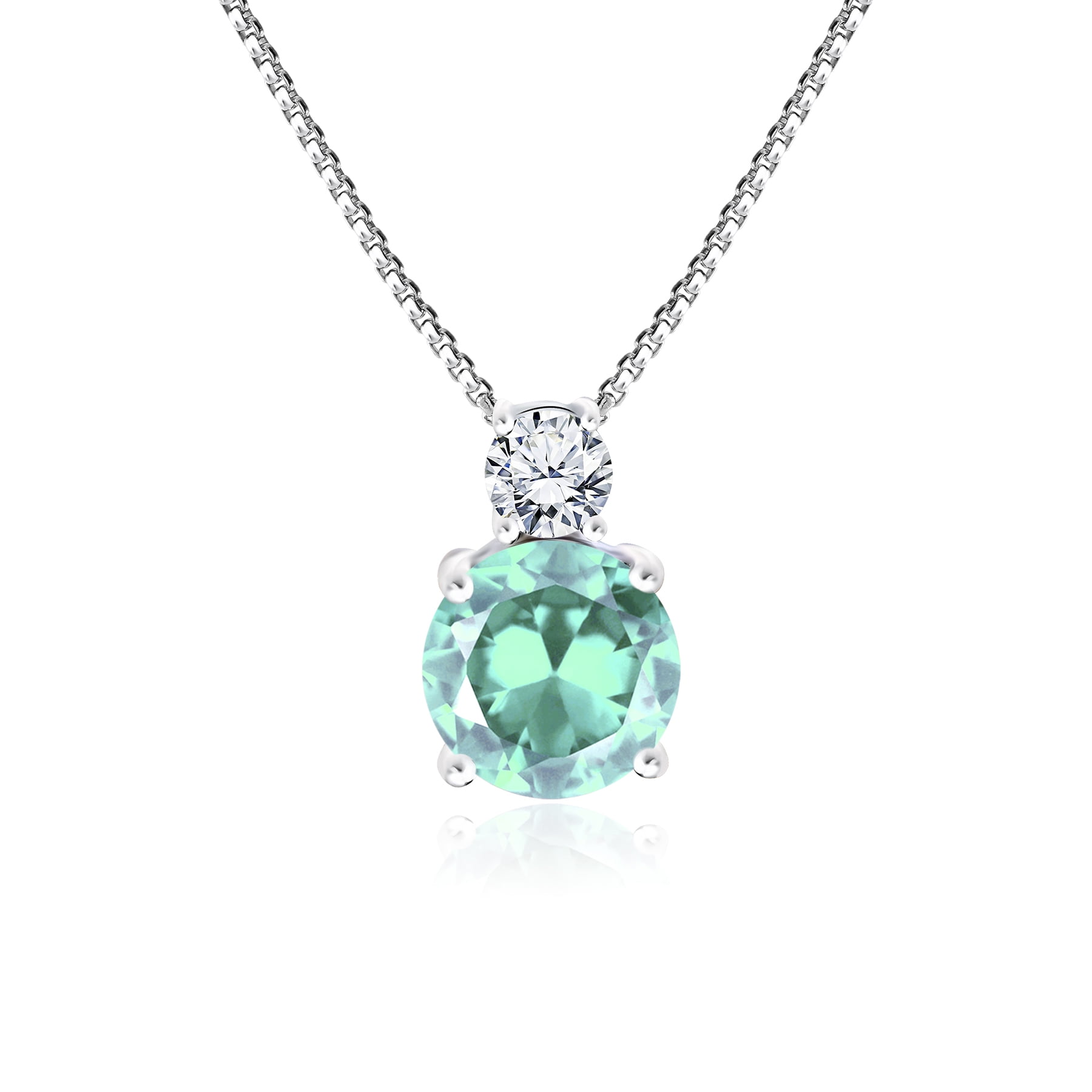 JeenMata 2 Carat December Birthstone Necklace - Dangling Round Cut ...