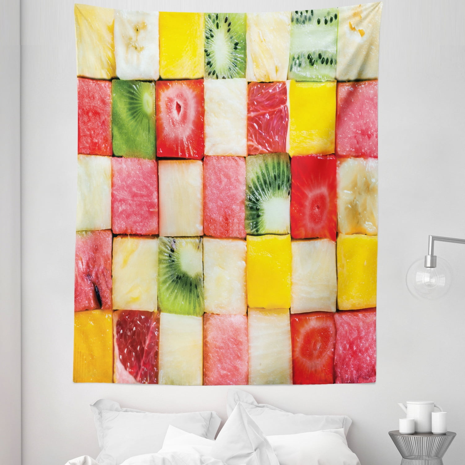 Fruit Tapestry, Food Concept Photo with Square Sliced Banana Kiwi ...