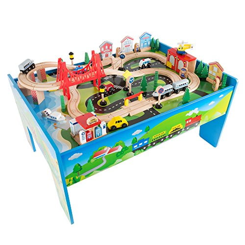 Click here for Hey! Play! Wooden Train Set Table For Kids  Deluxe... prices