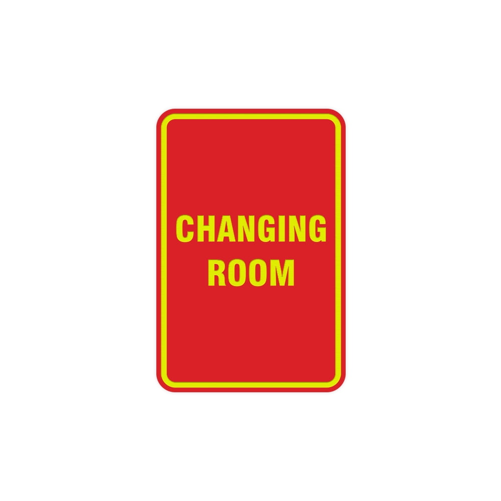 Portrait Round Changing Room Sign (Red/Yellow) - Small 4" x 6 ...