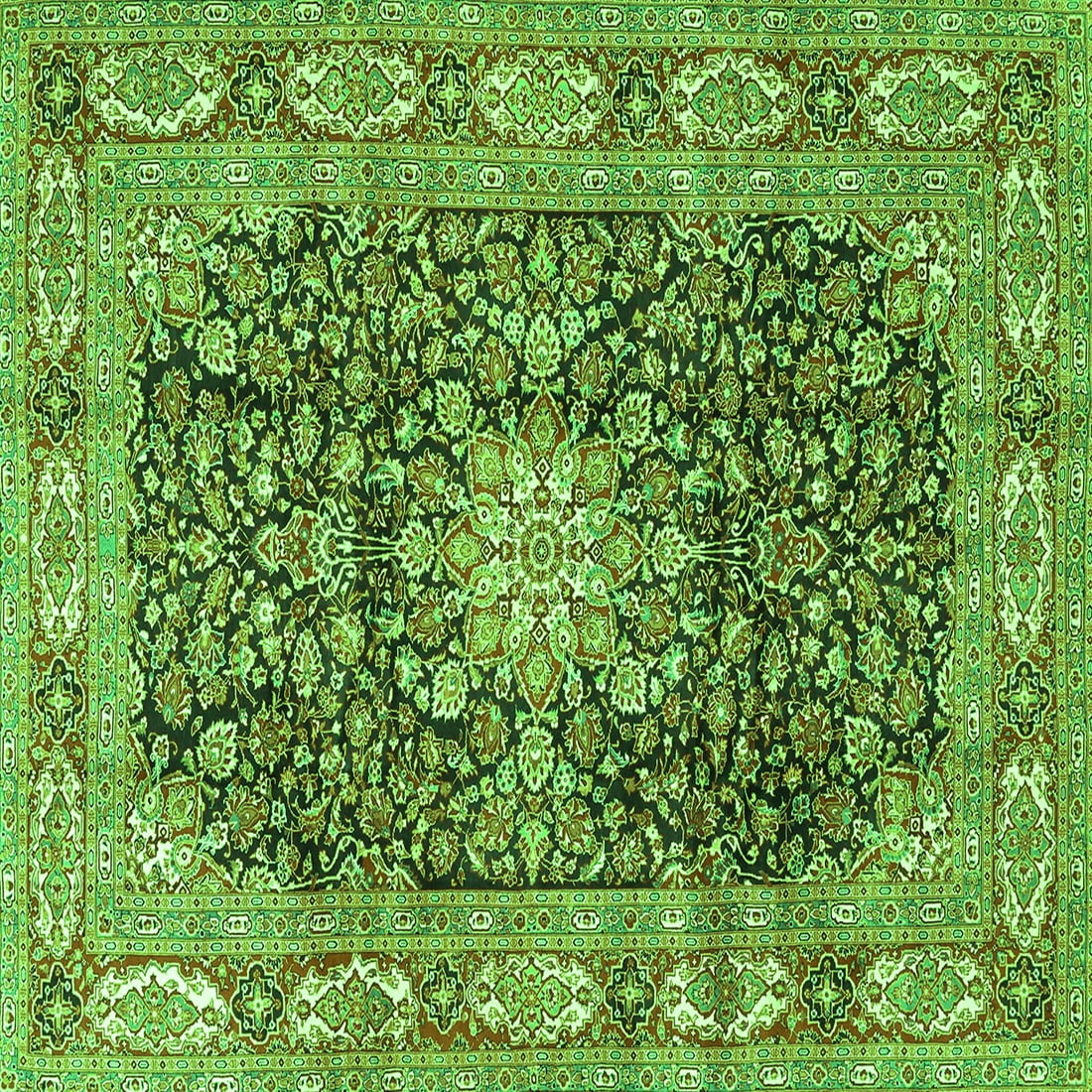 Ahgly Company Indoor Square Medallion Green Traditional Area Rugs, 7 ...