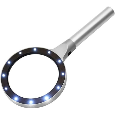 Illuminated Magnifying Glasses Magnifier 5X 10X Large Magnifier with 2 ...