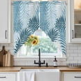 Blue Palm Leaves Swag Valances for Windows 2 Pack Summer Botanical ...
