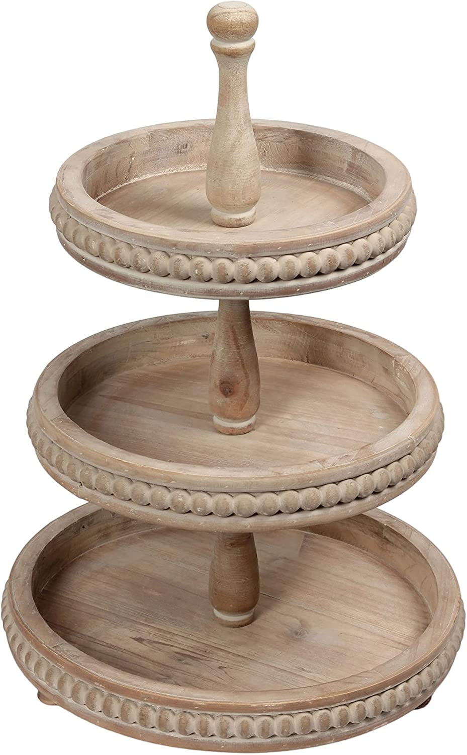 SOFE 3 Tier Tray-Famehouse Wooden Beaded Tier Trays Stand, Rustic ...