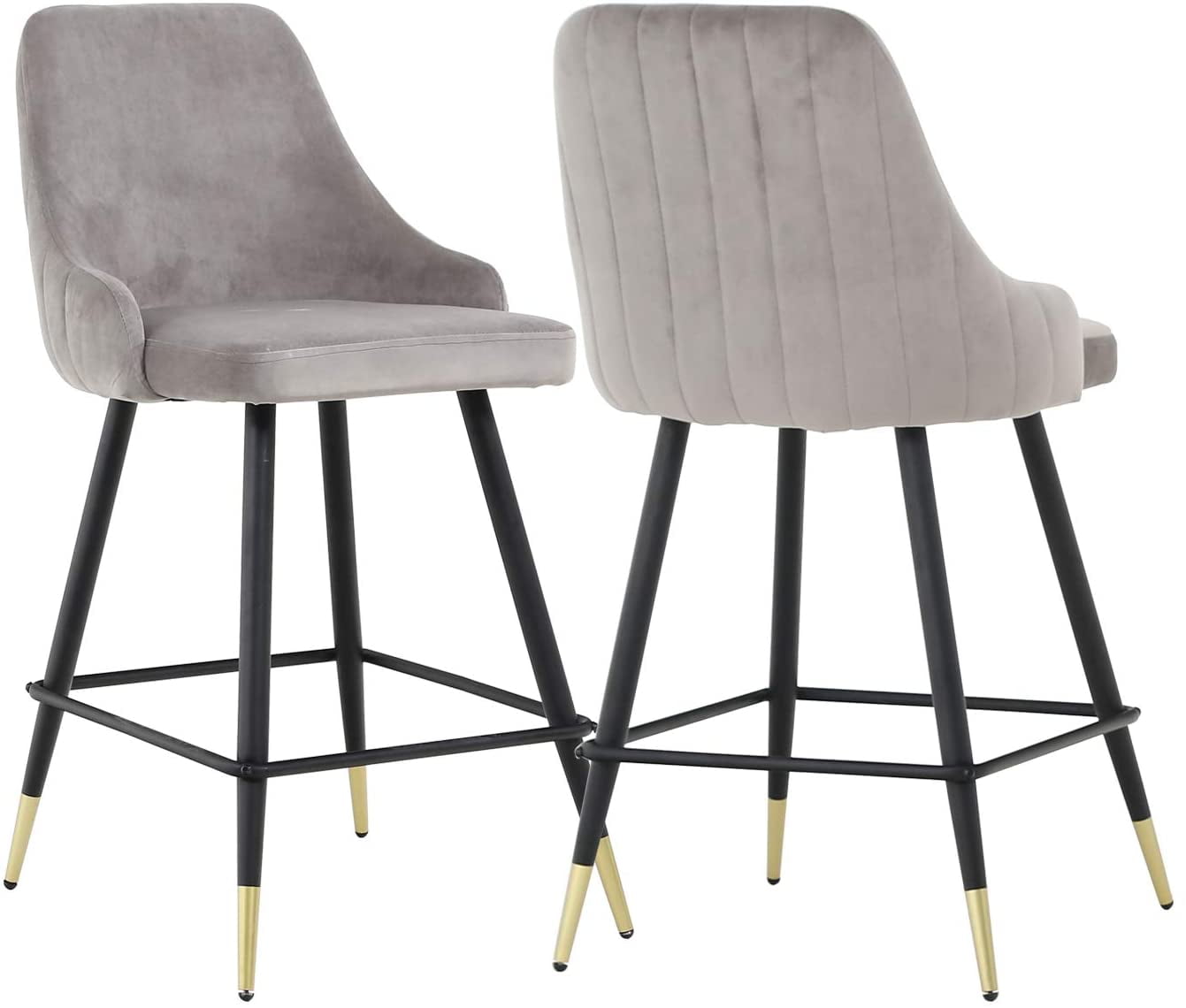 Buy Omni House Bar Stools Set of 2 ,Velvet Gray Upholstered Counter ...