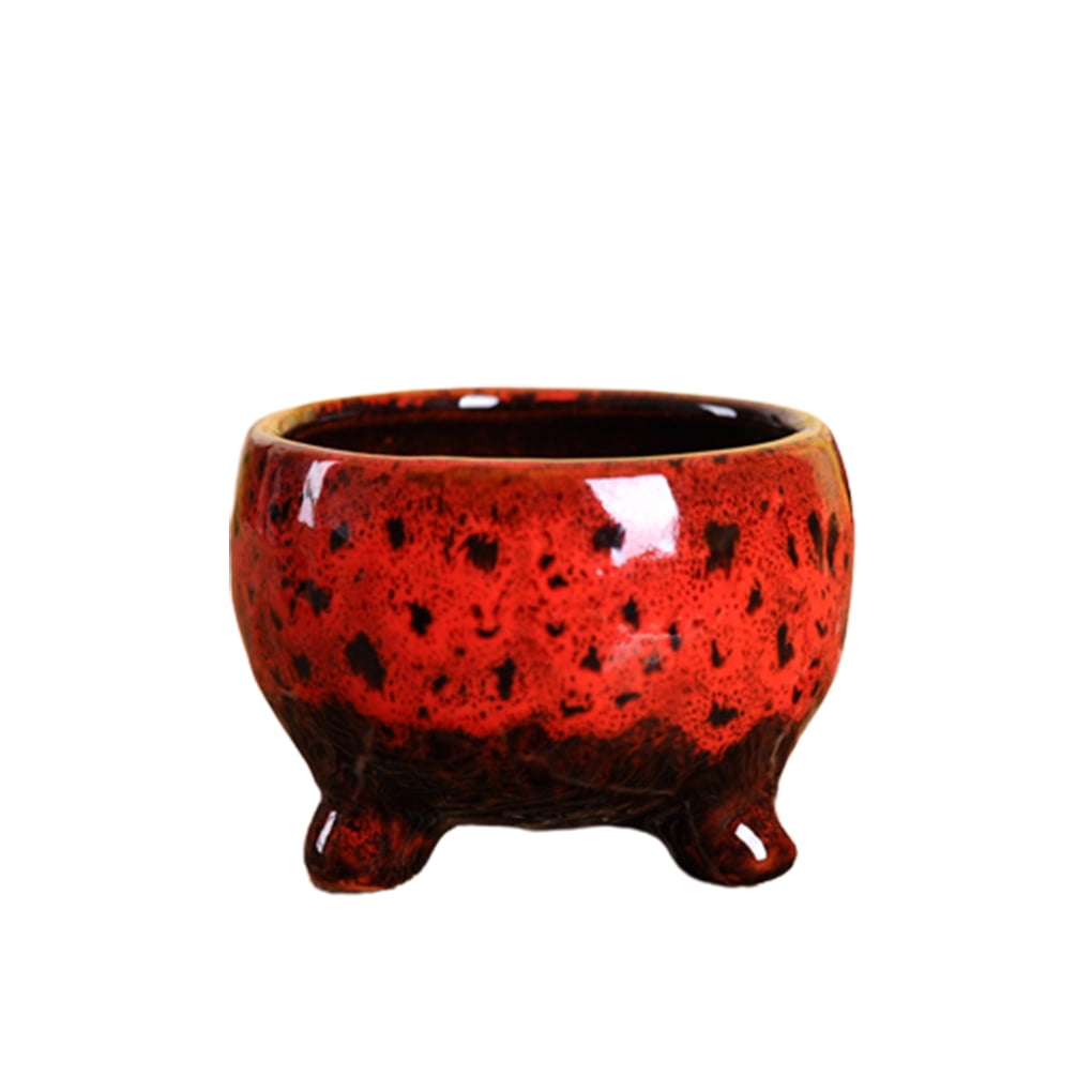 Round Ceramic Decorative Flower Pot Hotel Grasses Bonsai Succulent ...