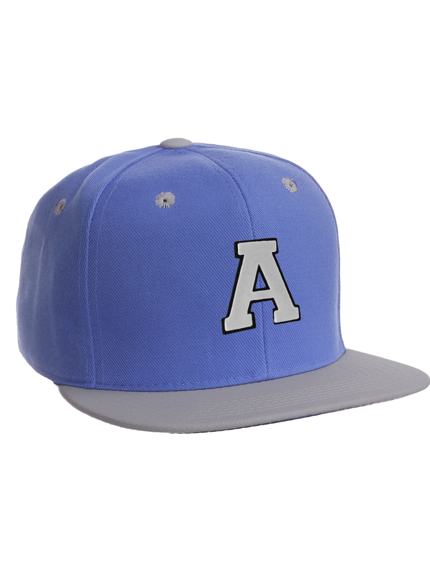 Classic Snapback Hat Custom A to Z Initial Letters, Blue Gray Cap Black ...