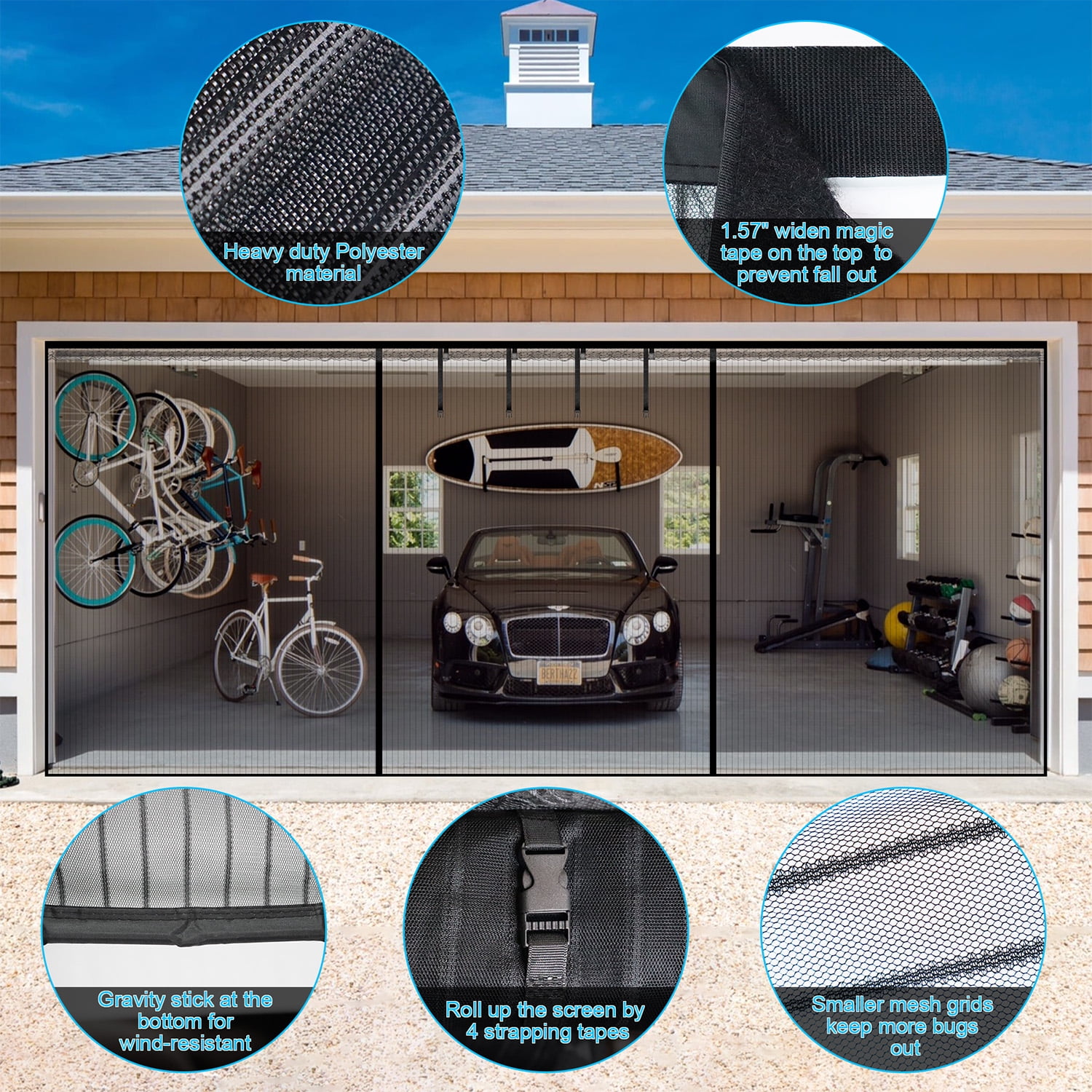 Magnetic Garage Door Screen Garage Magnetic Screen Door 2 Car 16.4x7.5 ...