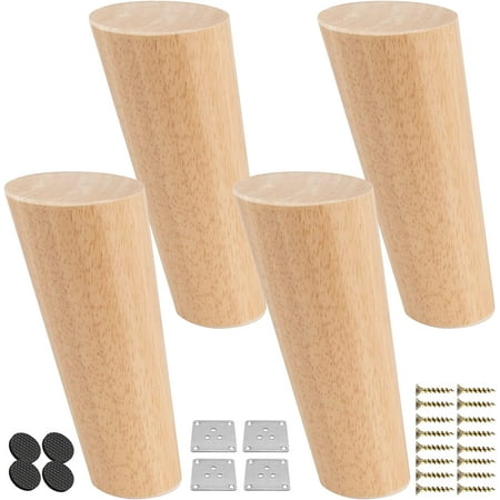 25CM Wooden Furniture Legs, 4 PCS Tapered Slanted Table Legs with ...