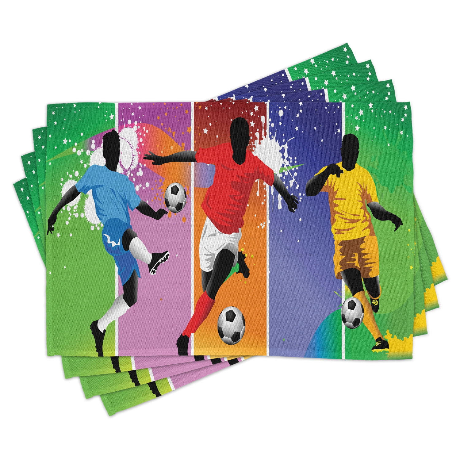 Ambesonne Sports Place Mats Set of 4, Football Soccer Modern, Standard ...
