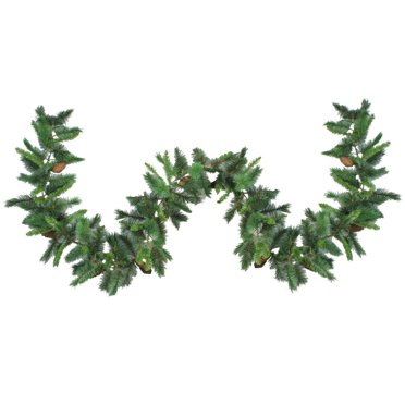 Gerson Snowy Ming Pine Garland with Drooping Branches and Pinecones ...