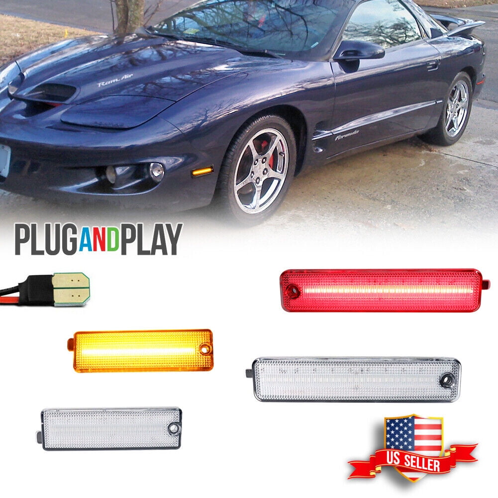 GTINTHEBOX 4PC Clear Front Amber Rear Red LED Side Marker Lights For ...