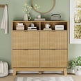 4-Drawer Slim Shoe Cabinet with Fluted Panels, 46" Tall Narrow Wooden ...