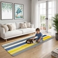 Abstract Stripe Washable Runner Rug 3X5 ft Blue Yellow Grey Gradient ...