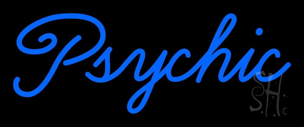 Cursive Blue Psychic LED Neon Sign 10" Tall x 24" Wide - inches Black ...