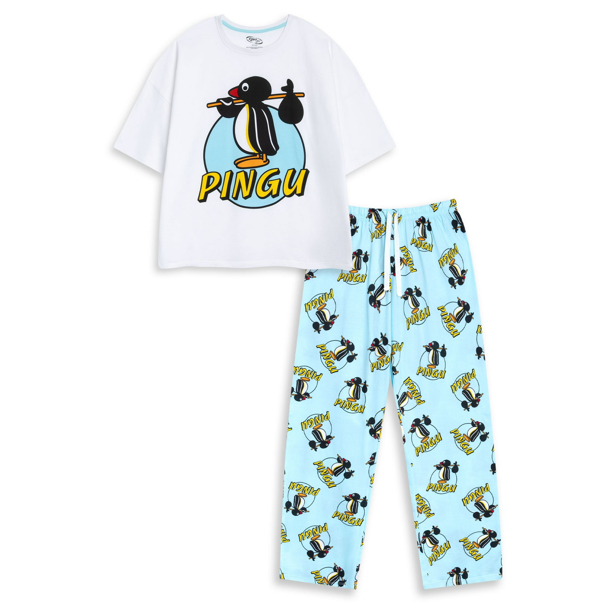 Click here for Pingu Womens Blue Short Sleeve Long Leg Pyjama Set prices