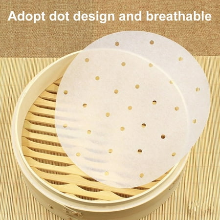 gufffrom 100Pcs Perforated Parchment Bamboo Steamer Paper Liners For ...