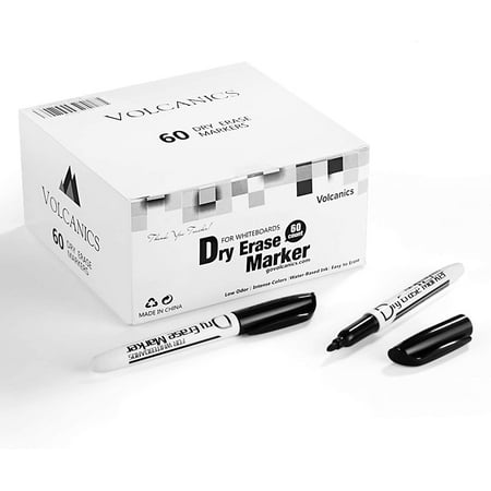 Black Dry Erase Markers Low Odor Fine Whiteboard Markers Thin Box of 12 ...