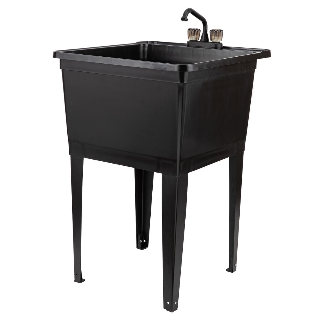 Tehila Freestanding Black Utility Sink with Black Faucet for Laundry ...