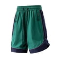 BiZtdJrK Green Men Athletic Shorts Color Block Drawstring Elastic ...