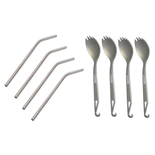 HealthPro Ultra Lightweight Super Strong Titanium Spork and Straw Set ...