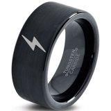 Tungsten Flash Thunder Lightning Bolt Band Ring 9mm Men Women Comfort ...