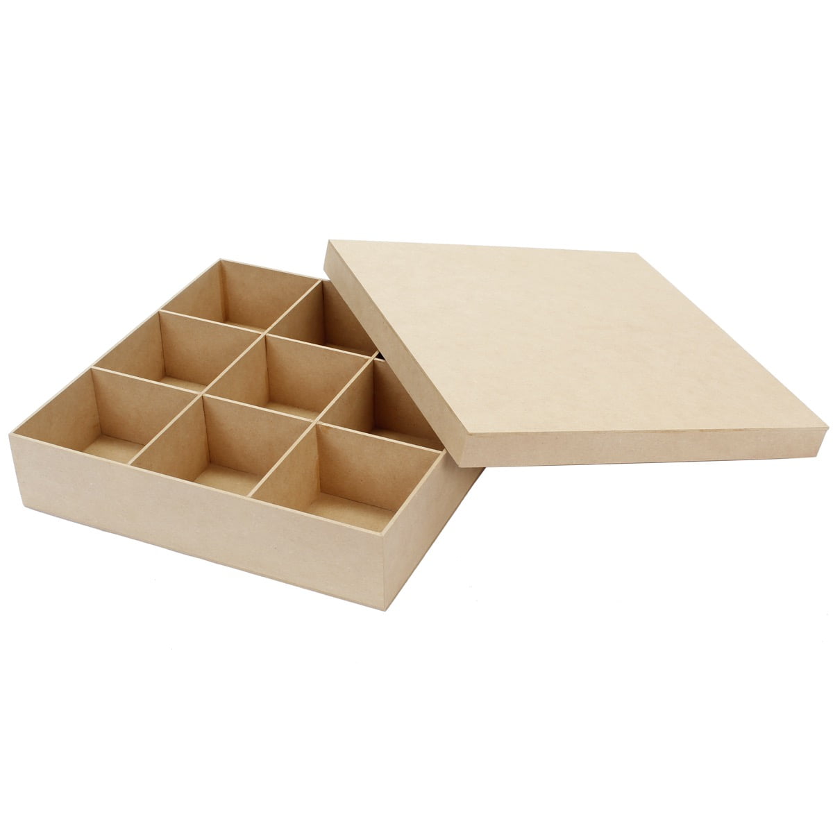 Mylin Caja con 9 Divisiones con Tapa Cuadrada de Madera 6.5x30cm ...