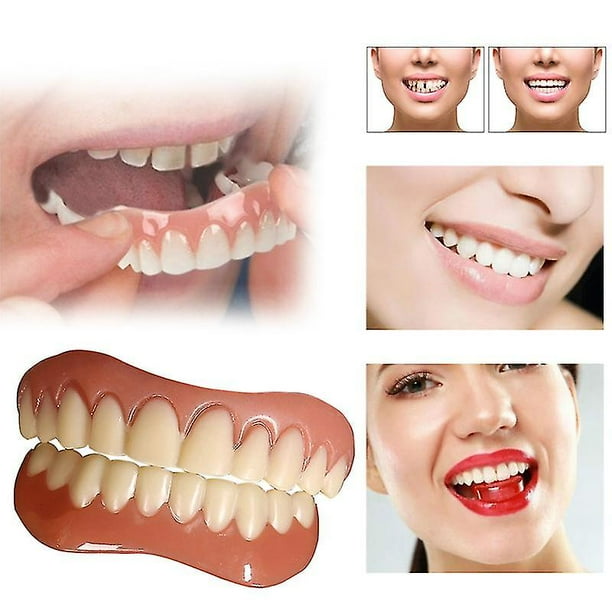 Updated Snap-on Tooth Veneers Fake False Teeth Denture Bright White ...