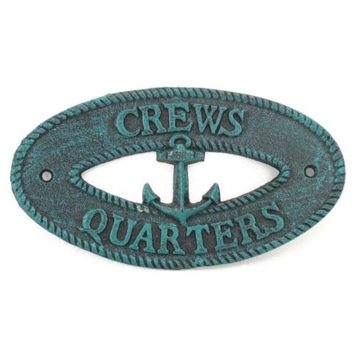 Seaworn Blue Cast Iron Crews Quarters with Anchor Sign 8'' - Walmart.com
