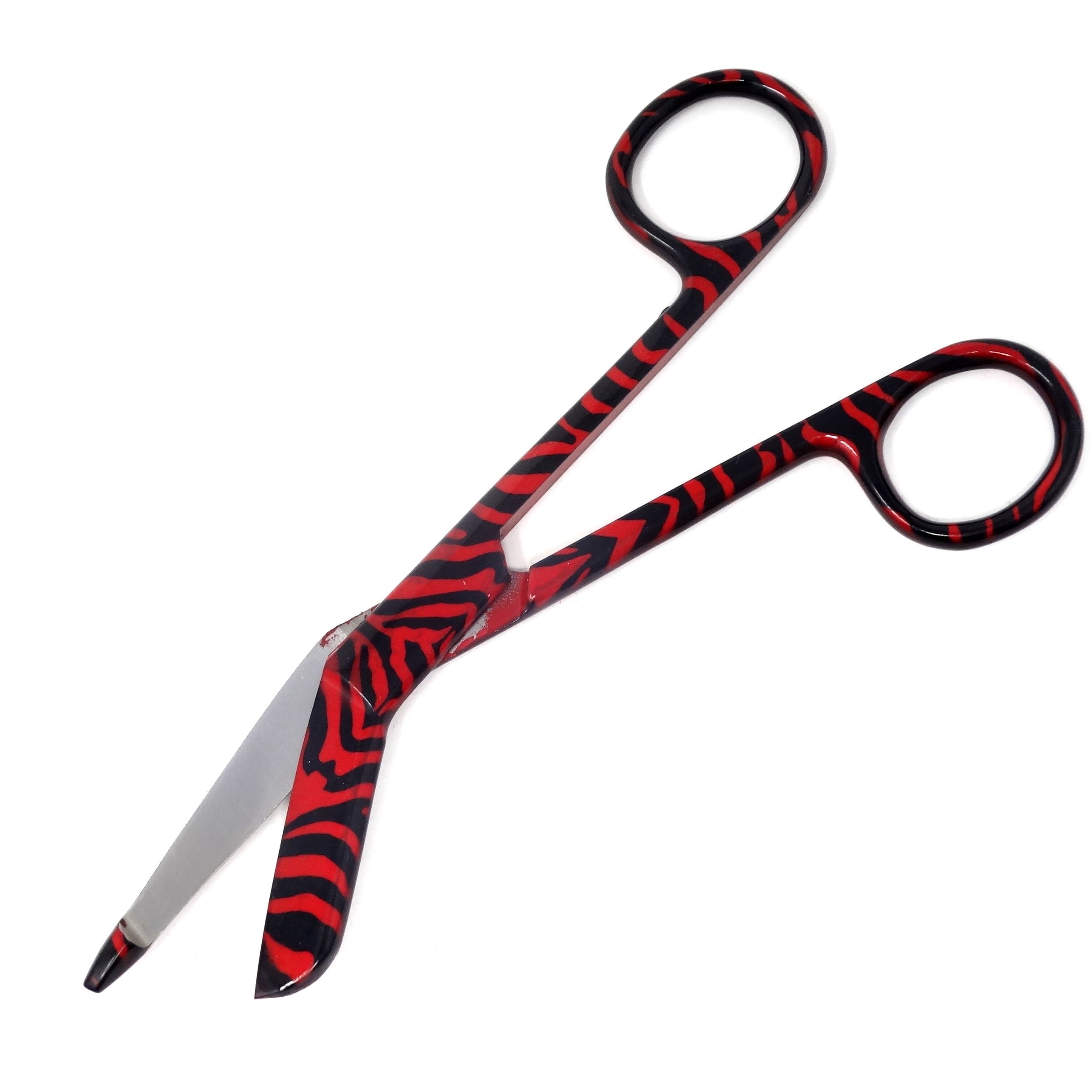 Red & Black Full Zebra Pattern Color Lister Bandage Scissors 5.5" (14cm ...
