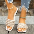 Ladies Fashion 2026 Flat Shoes Summer Low Heel Pearl Rhinestone Roman ...
