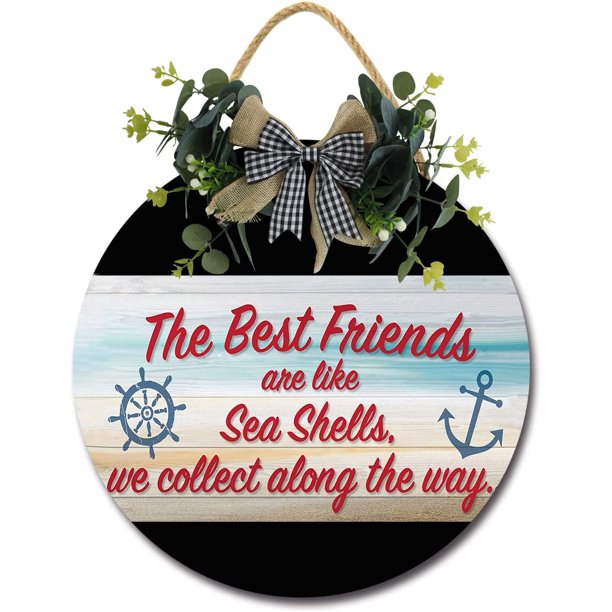 Eveokoki 11" Rustic Wooden Sea Shell Friendship Nautical Signs for ...