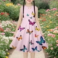 Butterfly Print A-Line Skater Dress for Girls, Sleeveless Round Neck ...