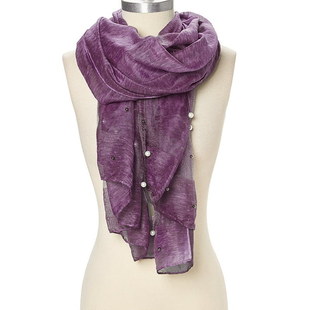 Womens Fashion Lightweight Shiny Beaded Glitter Sparkly Scarf Evening ...