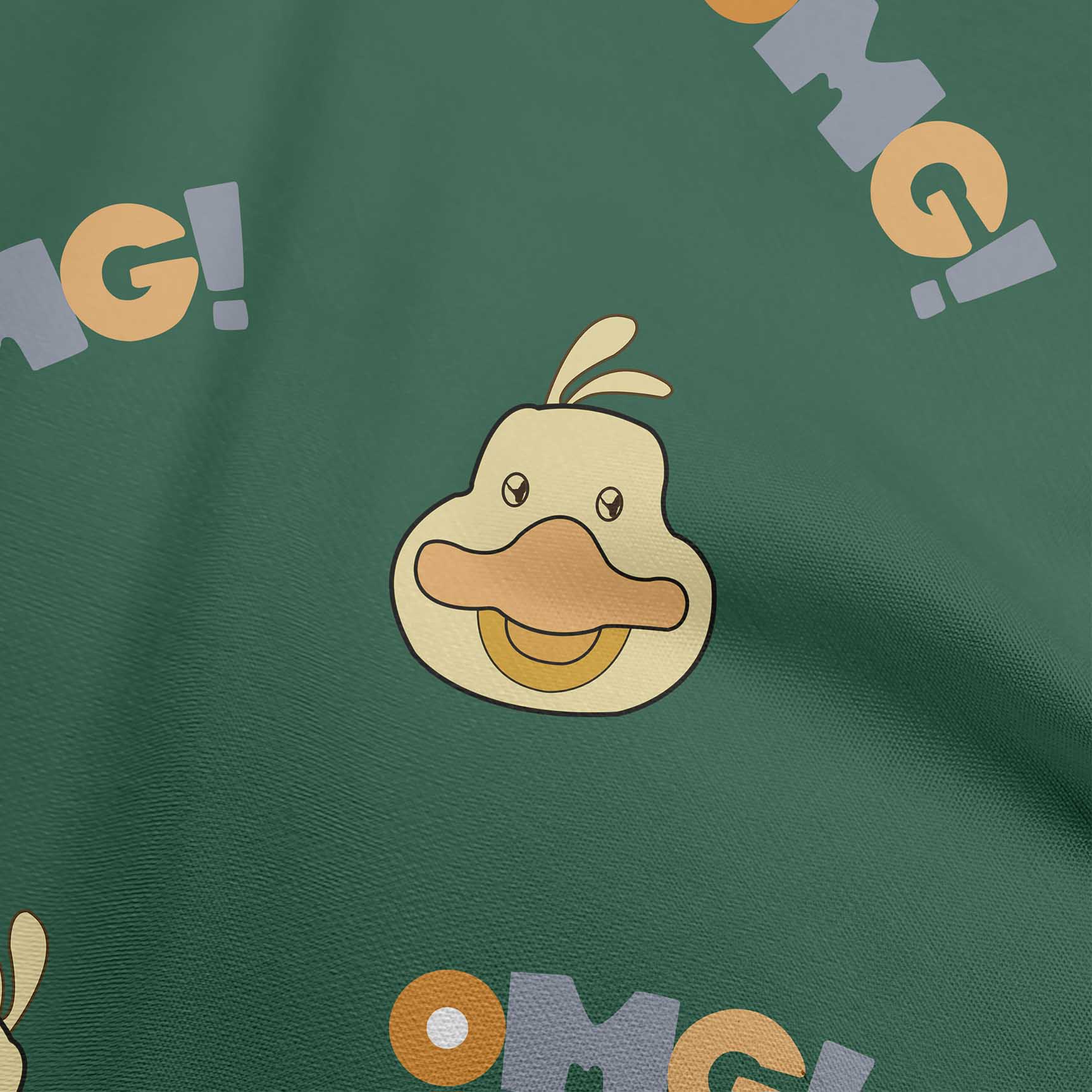 oneOone Viscose Chiffon Dark Green Fabric Kids Cute Duck Face Dress ...