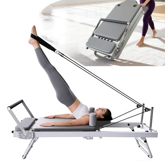 MIDOQIN Pilates Reformer, Wooden Foldable Pilates Reformer Machine ...