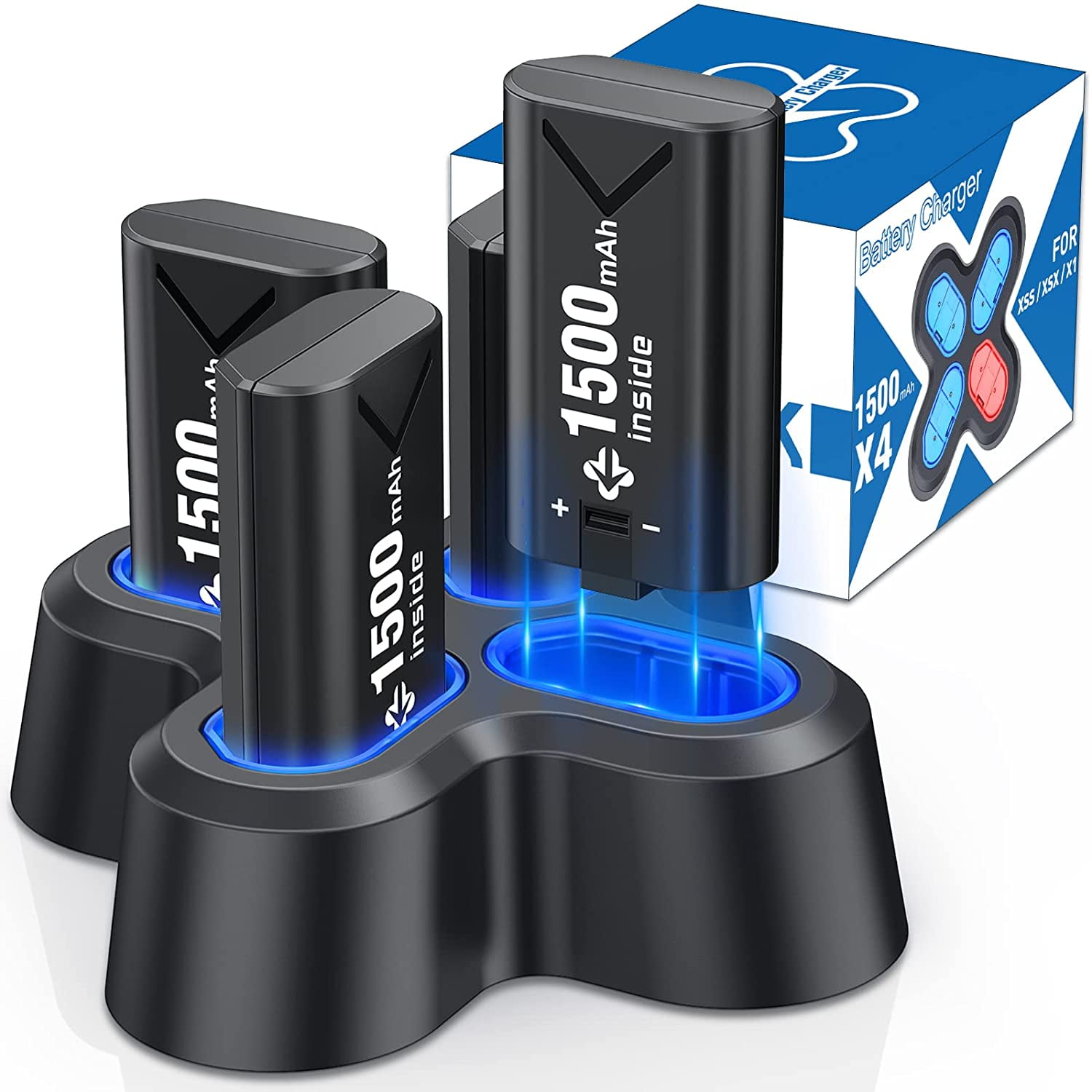 4*1500mAh Rechargeable Battery Packs for Xbox One/One S/One X/One Elite ...