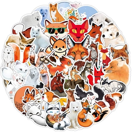 Fox Stickers 50pcs Waterproof Vinyl Animal Stickers Bulk for Water ...