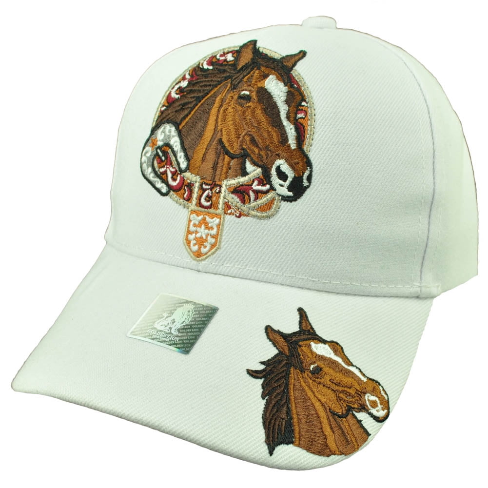 Horse Riding Race Rodeo Animal Mustang White Adjustable Hat Cap Curved ...