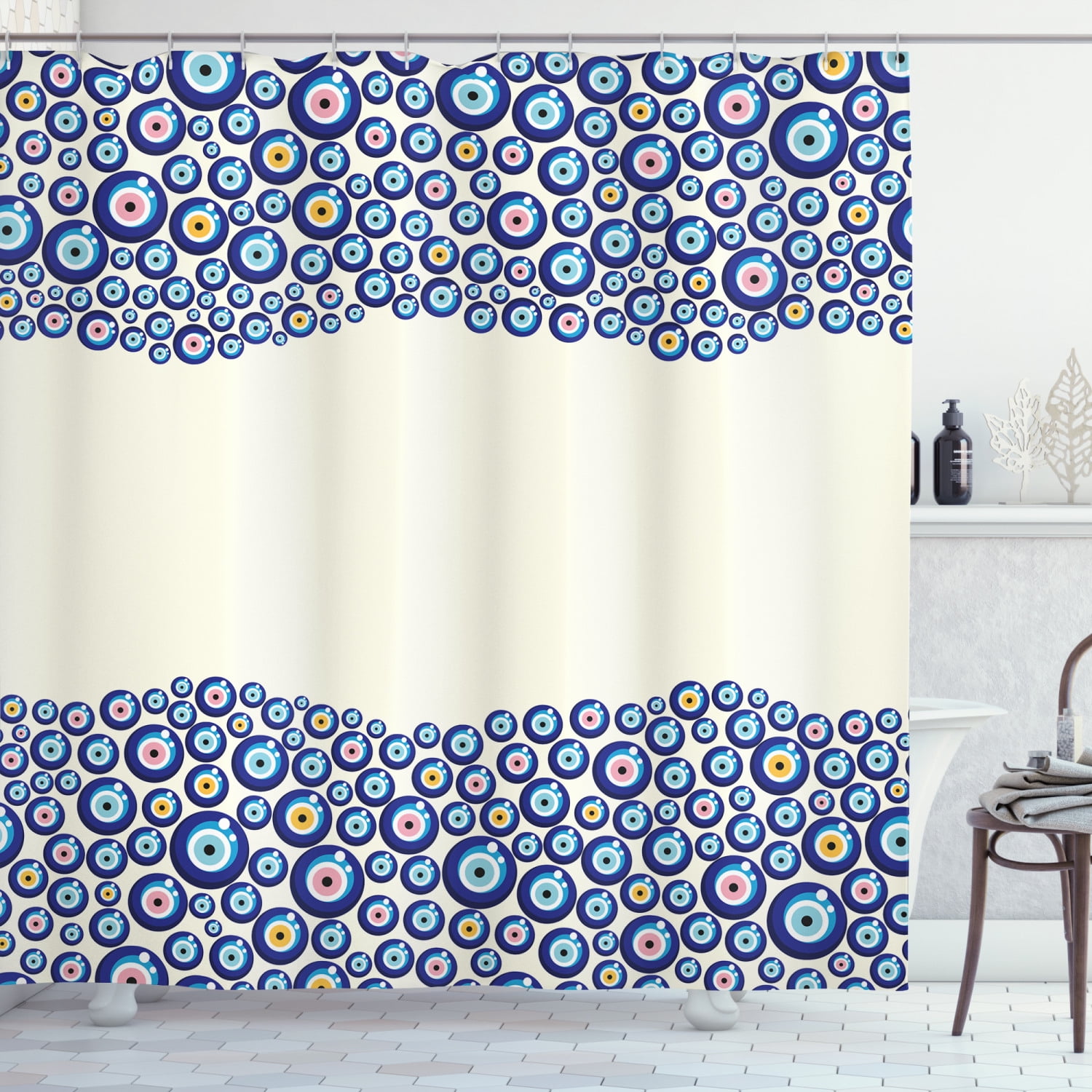 Ambesonne Evil Eye Shower Curtain, Framework, 69"Wx75"L, Blue Pink ...
