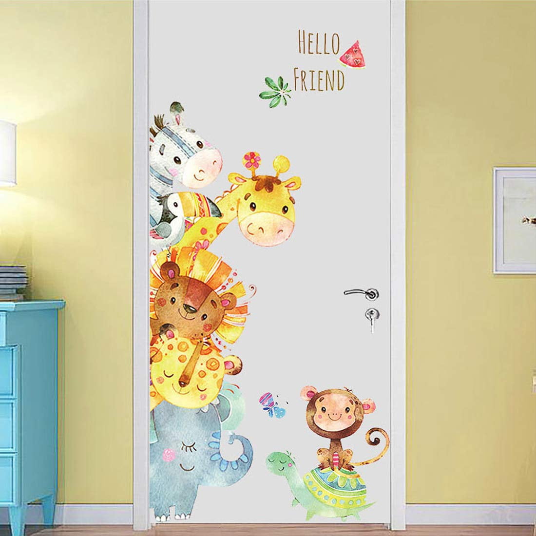 DEELLEEO Cartoon Animals Wall Stickers DIY Children Mural Decals for ...