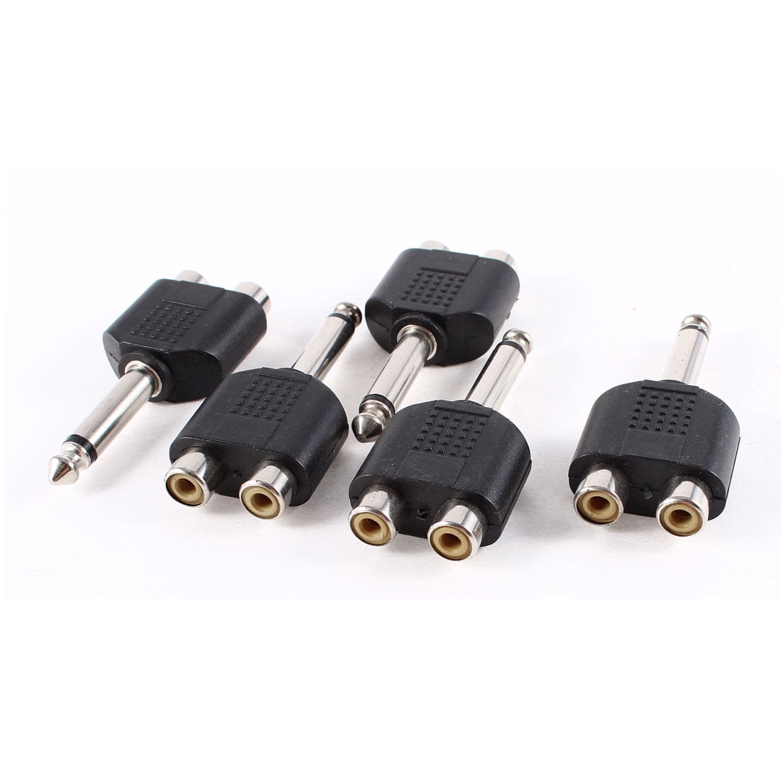 5 Pcs 6.35mm Mono Male to Dual Female RCA Jack Audio AV Adapter ...