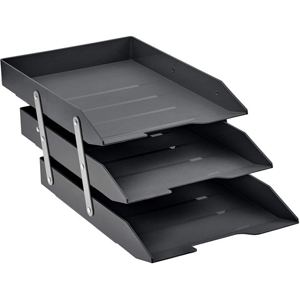 Acrimet Collapsible Articulated Letter Tray 3 Tier Plastic Desktop File ...
