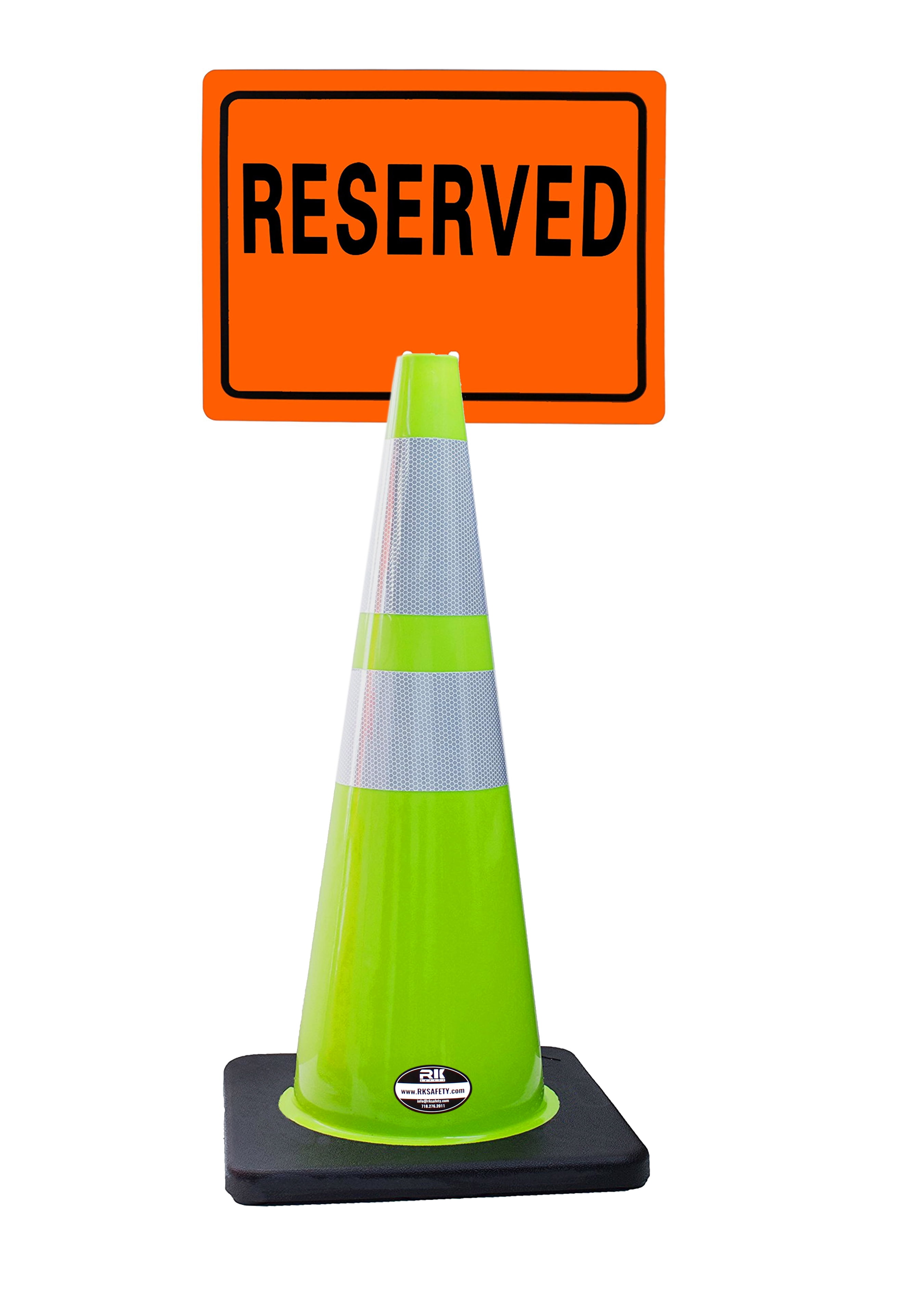 RK-Safety 28" Lime Cone, Black base With Two Reflective Tape, Plus Cone ...