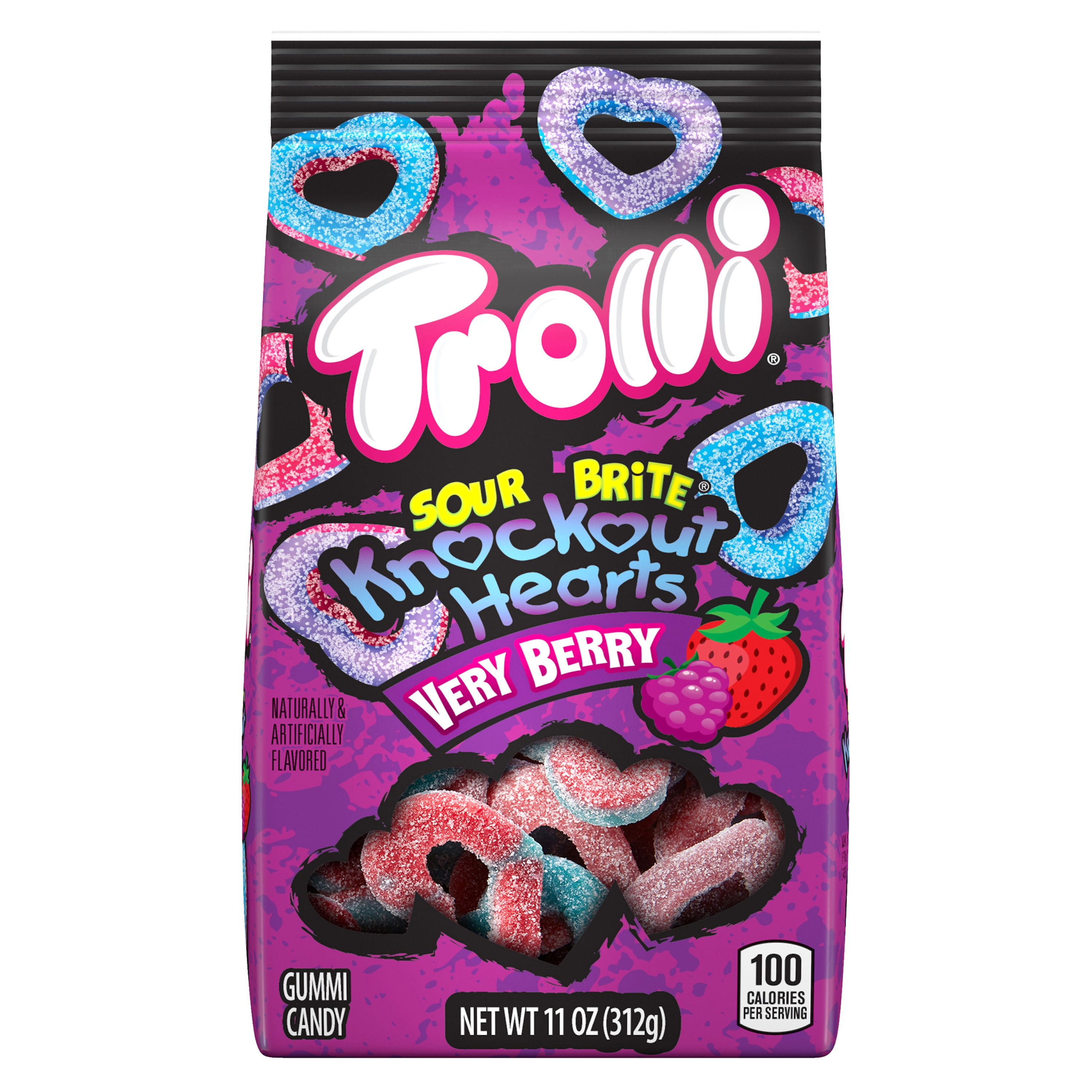 Trolli Valentine's Day Sour Brite Very Berry Knockout Hearts, 11 oz Bag ...